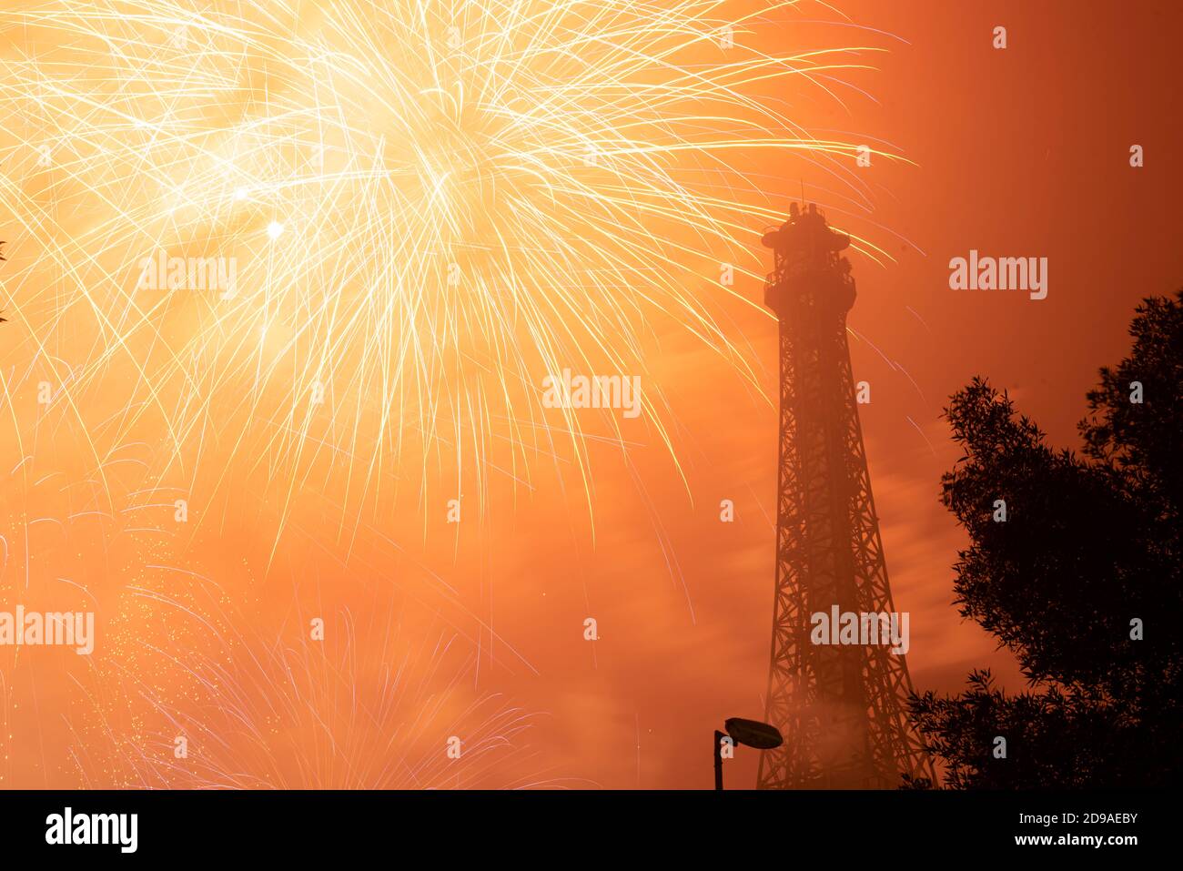 fireworks at Eiffel tower in Lahore during happy new year celebrations ...