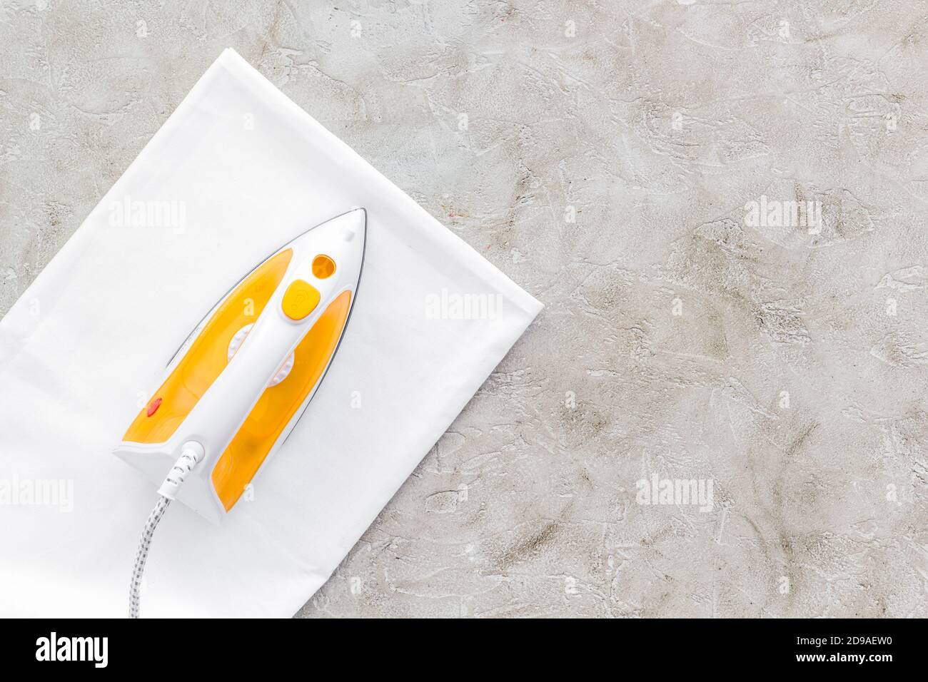 Household laundry ironing concept. Iron with clothes top view Stock ...