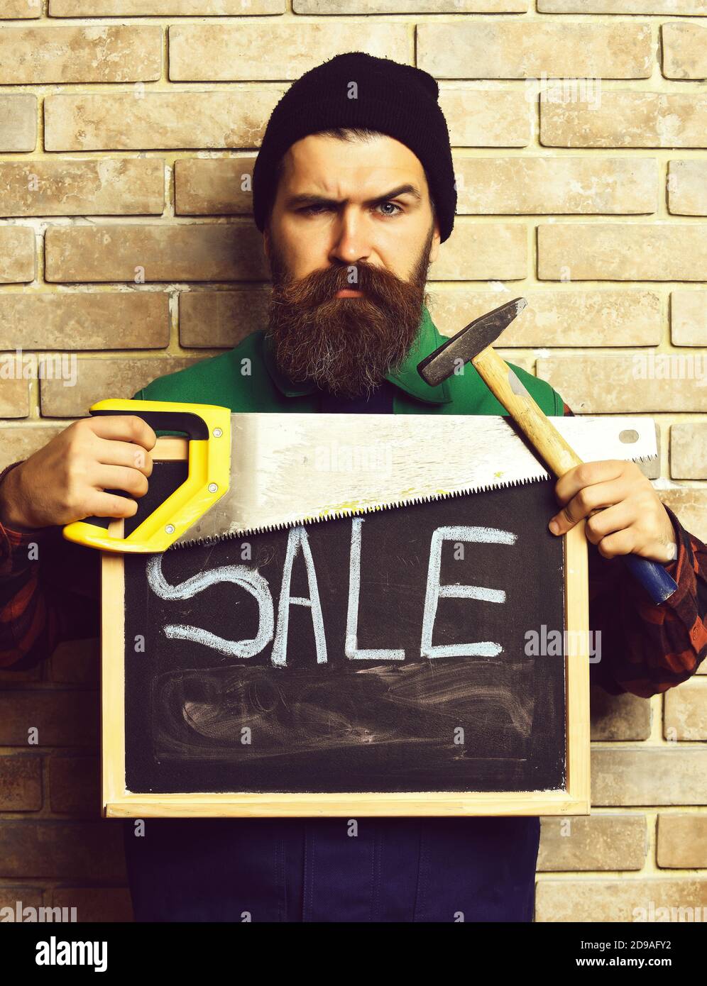 bearded foreman, long beard, brutal caucasian hipster with moustache ...