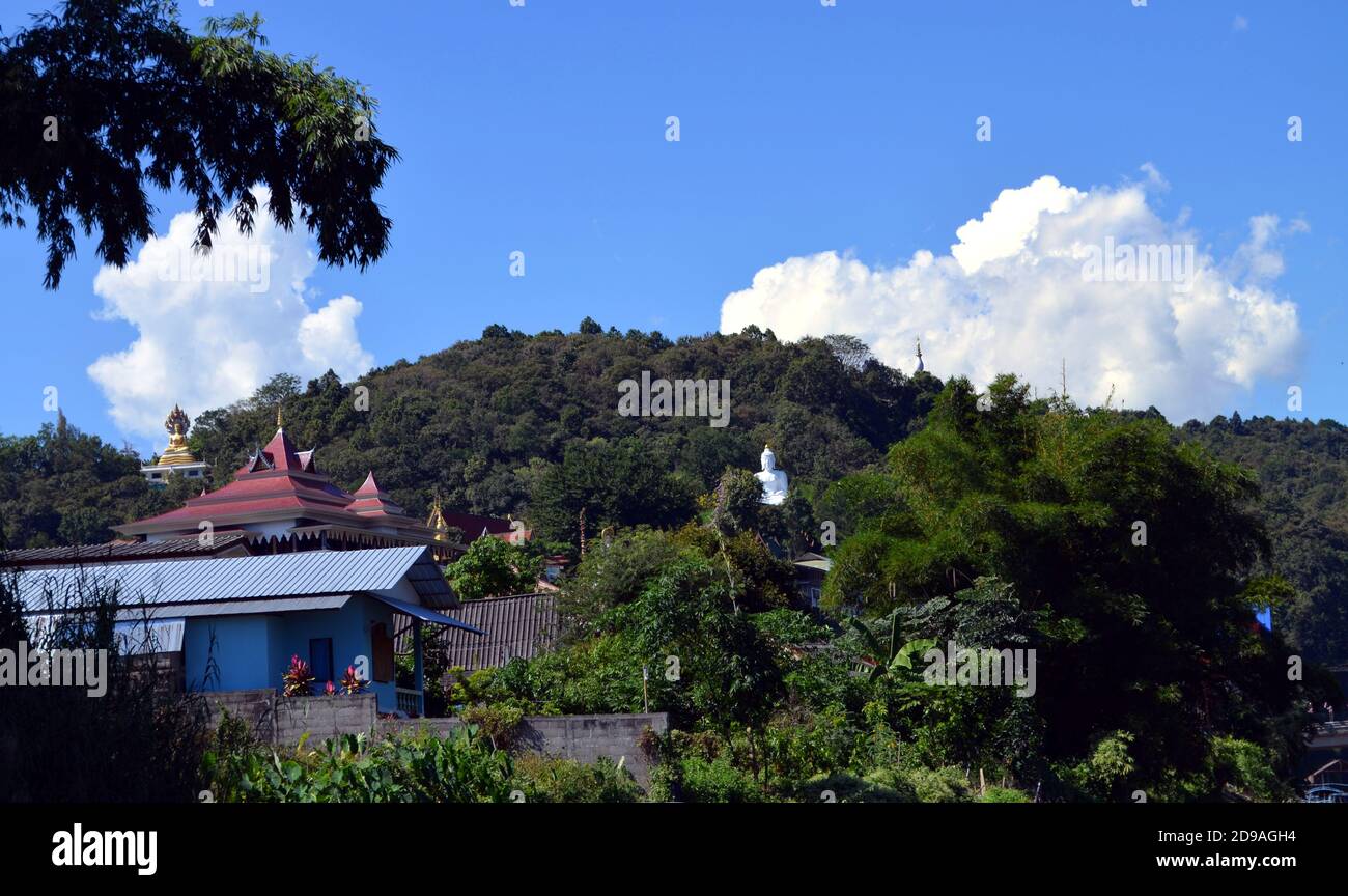 Chiang Rai, Thailand - Temple & Buddha overlooking the Mae Kok River ...