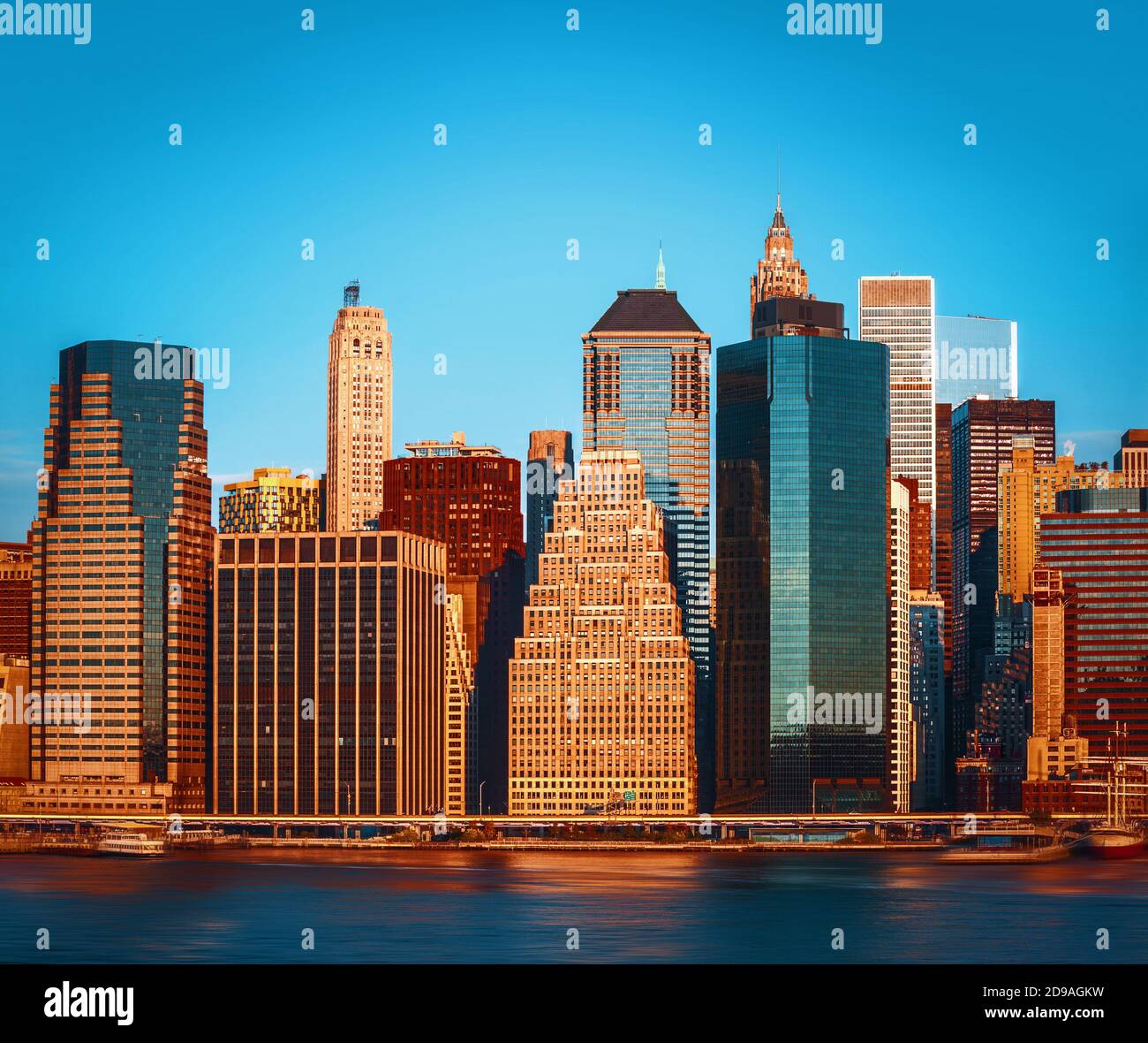 Vivid color image of Manhattan skyline, New York City, USA Stock Photo ...