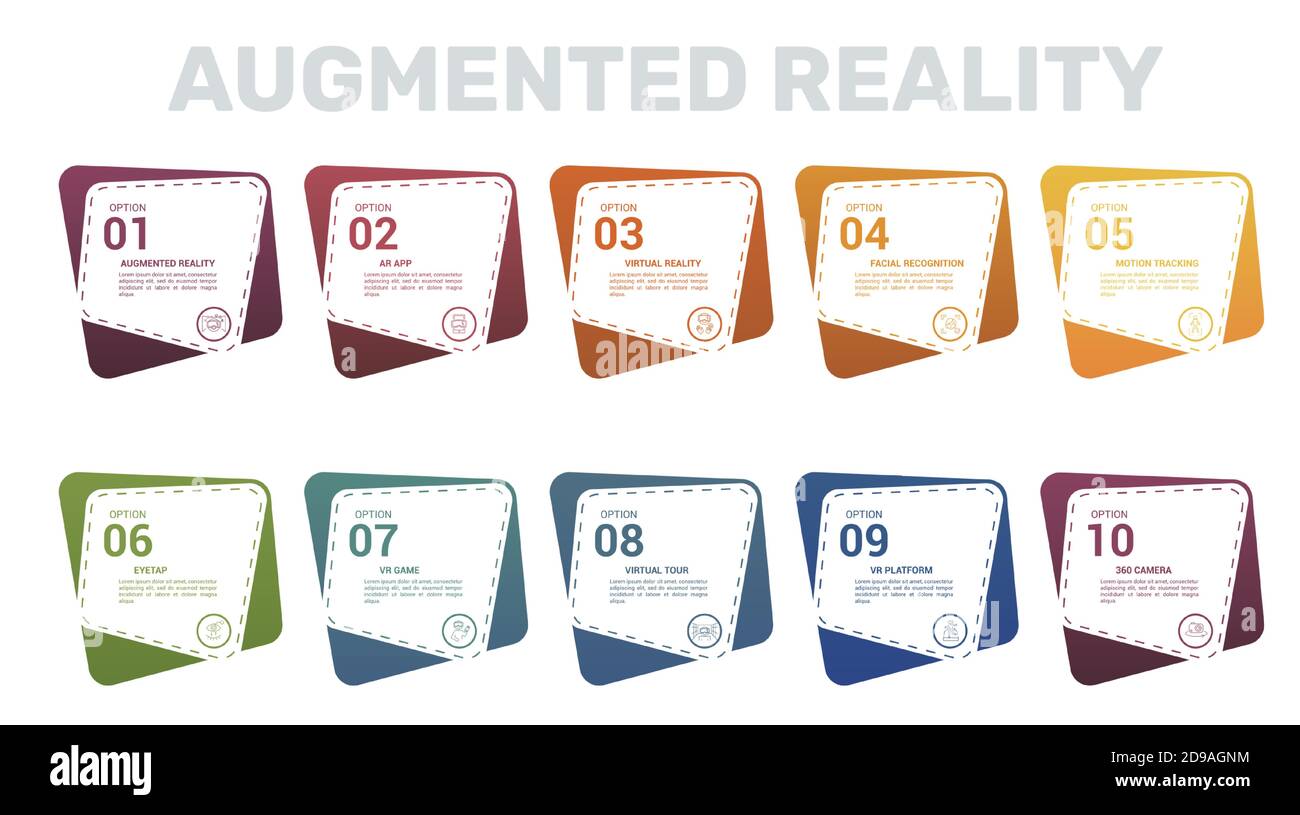 Infographic Augmented Reality template. Icons in different colors ...