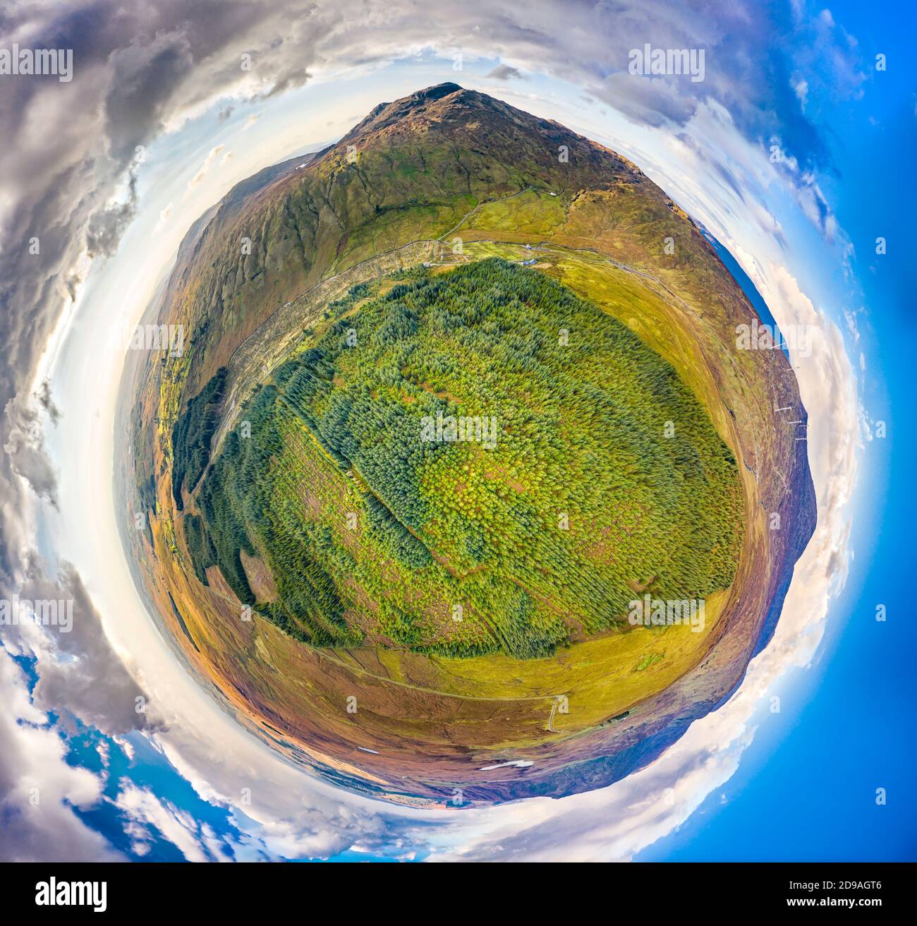 Aerial view of the bluestack mountains viewing towards Carnaween in ...