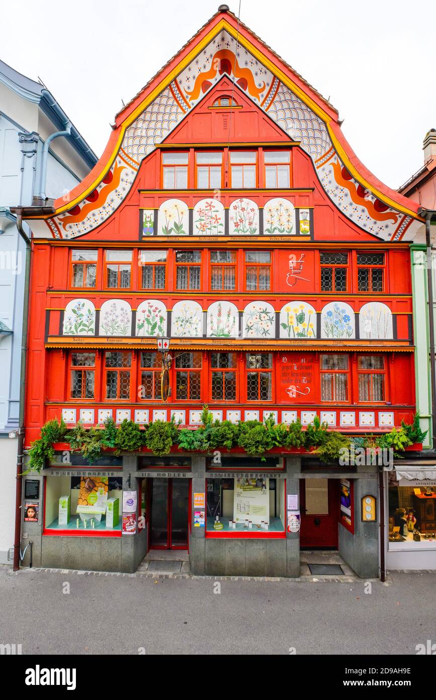 The Traditional Swiss Village of Painted Houses Appenzell. Appenzell ...