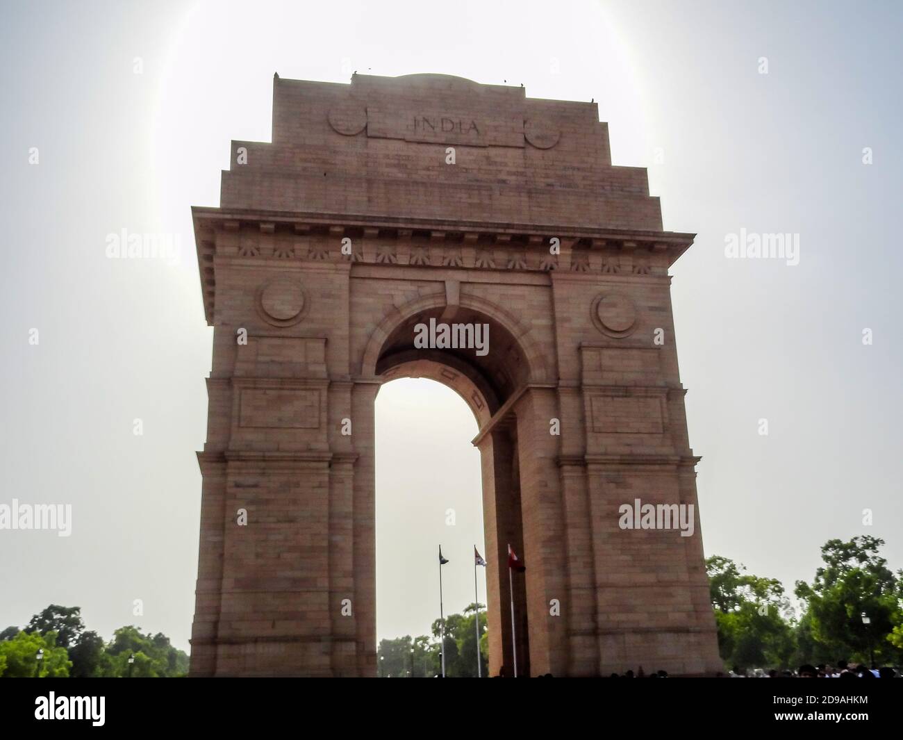The India Gate is located in the center of New Delhi, the capital of ...