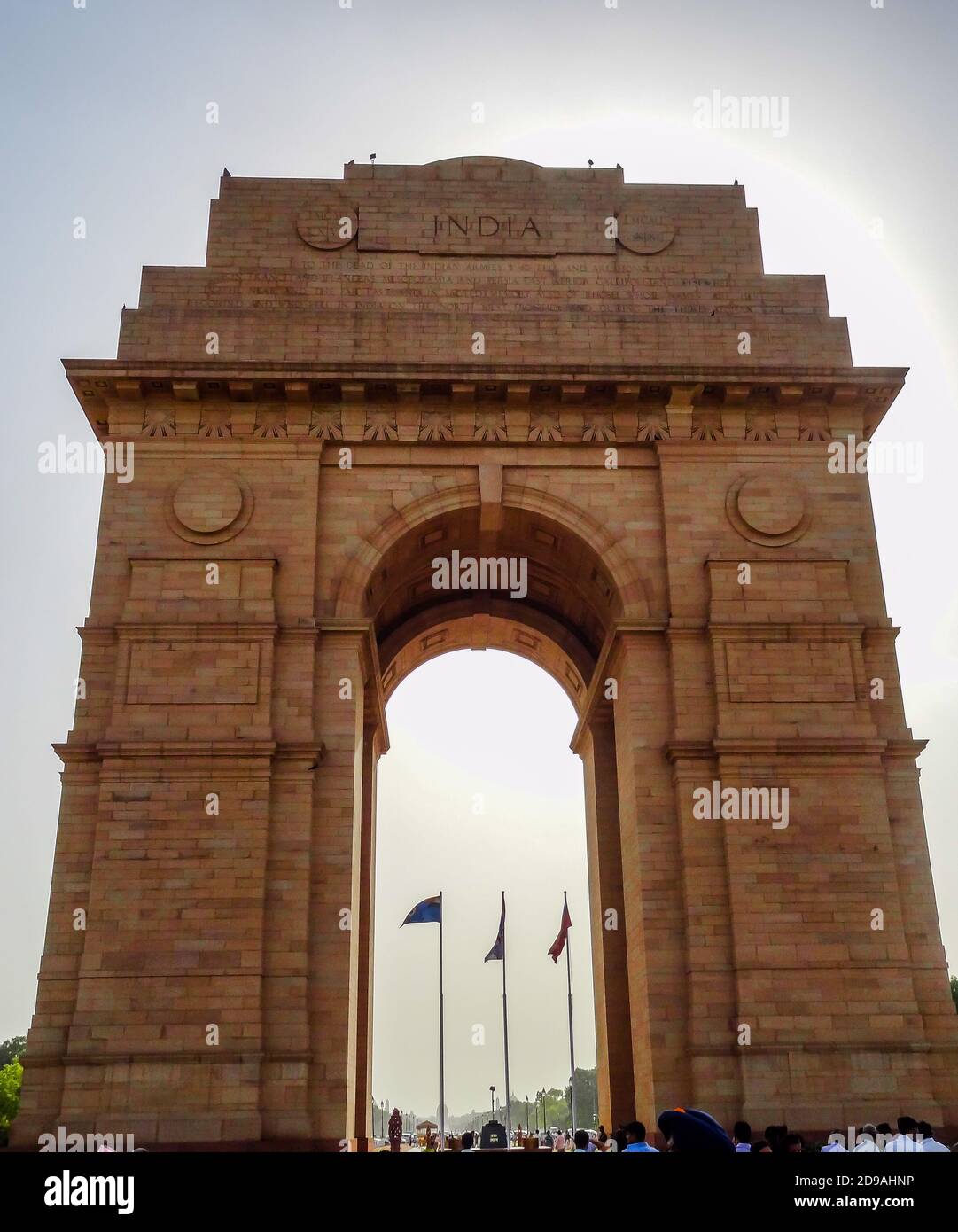 The India Gate is located in the center of New Delhi, the capital of ...