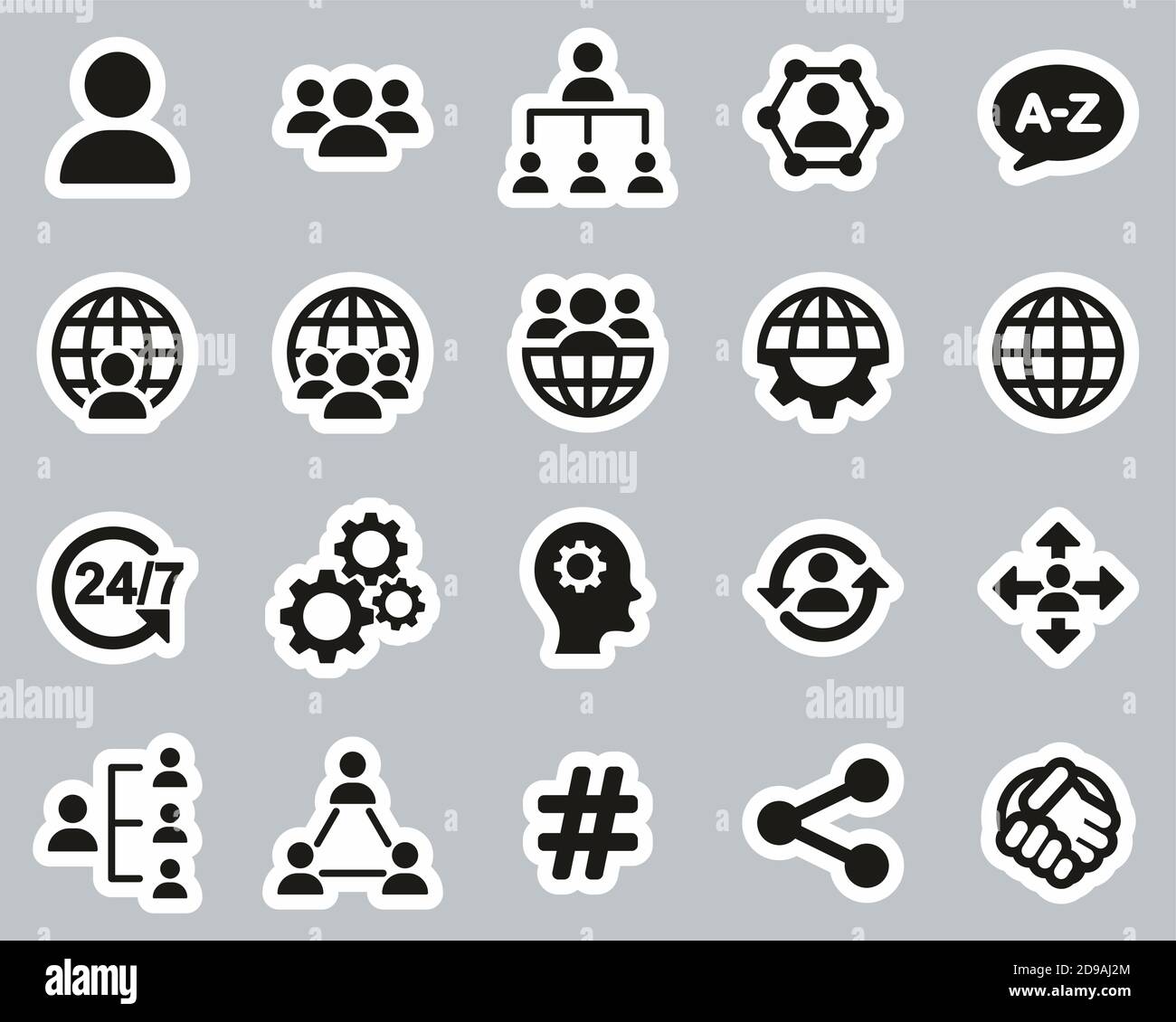 Organization & Structure Icons Black & White Sticker Set Big Stock ...