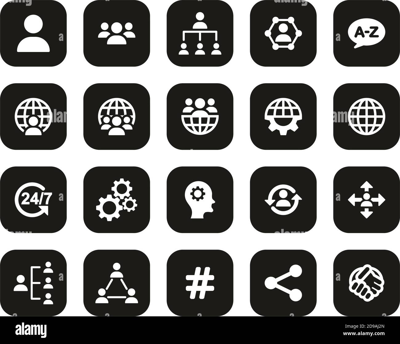 Organization & Structure Icons White On Black Flat Design Set Big Stock Vector Image & Art - Alamy