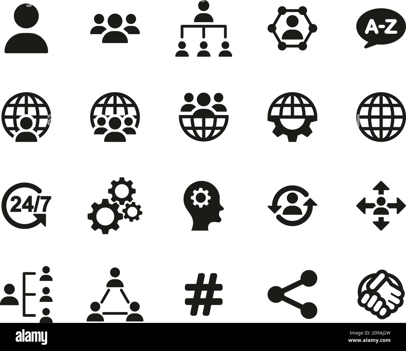 Organization & Structure Icons Black & White Set Big Stock Vector Image ...