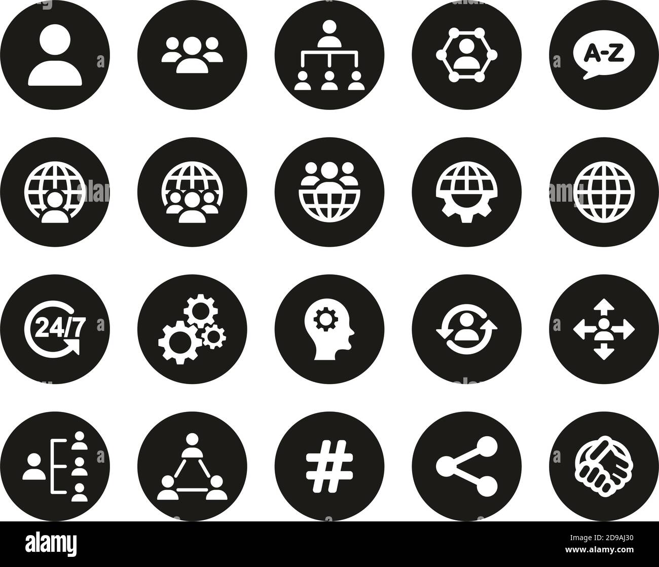 Organization & Structure Icons White On Black Flat Design Circle Set Big Stock Vector Image ...