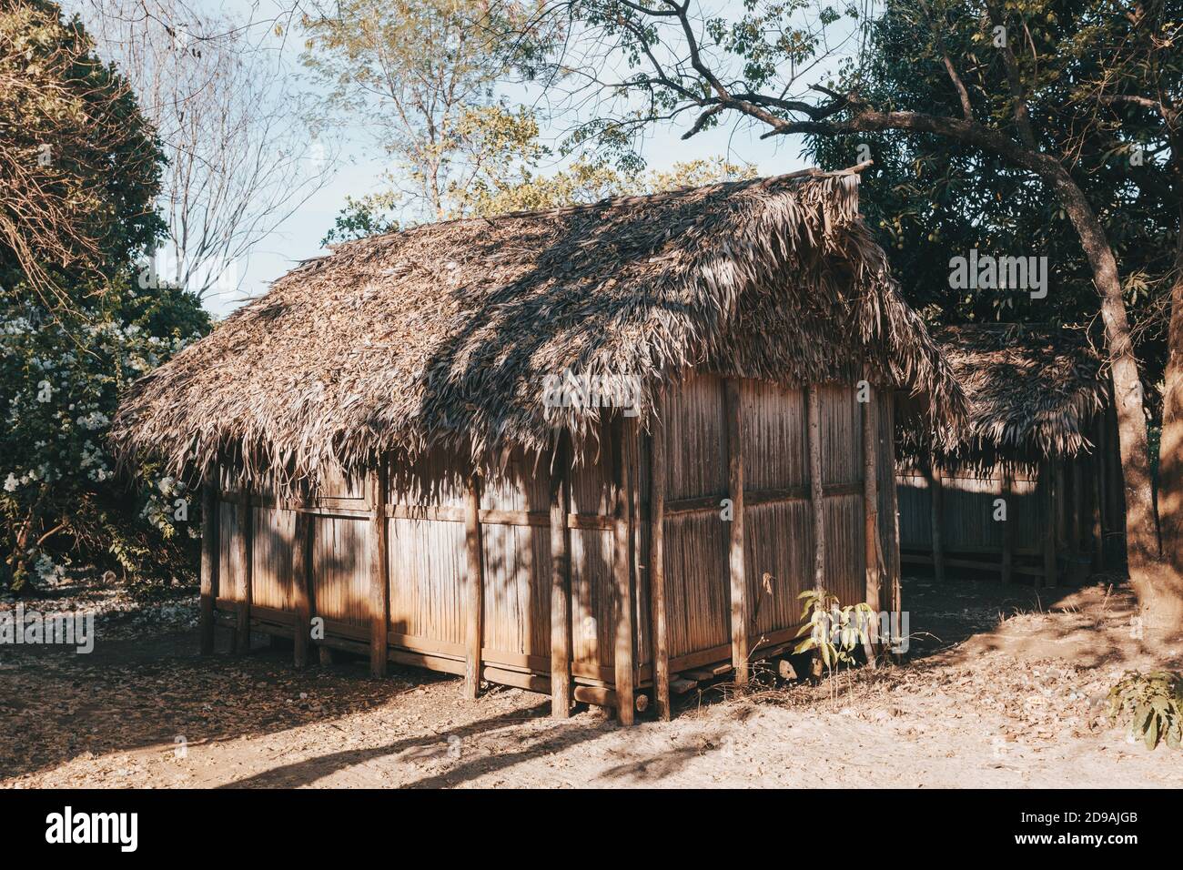 Traditional wooden african malagasy hut with roof from straw, typical ...