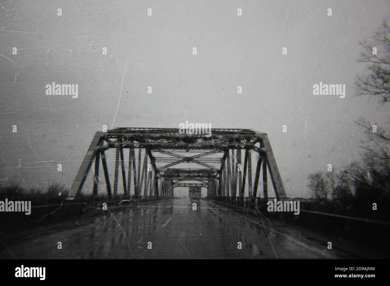Fine 1970s vintage black and white photography of the overpass bridge ...