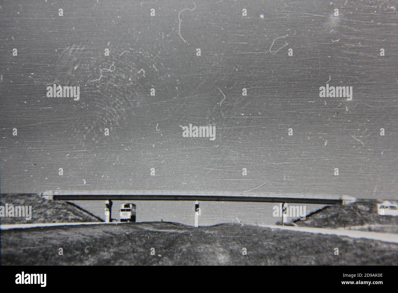 Fine 1970s vintage black and white photography of the overpass bridge ...