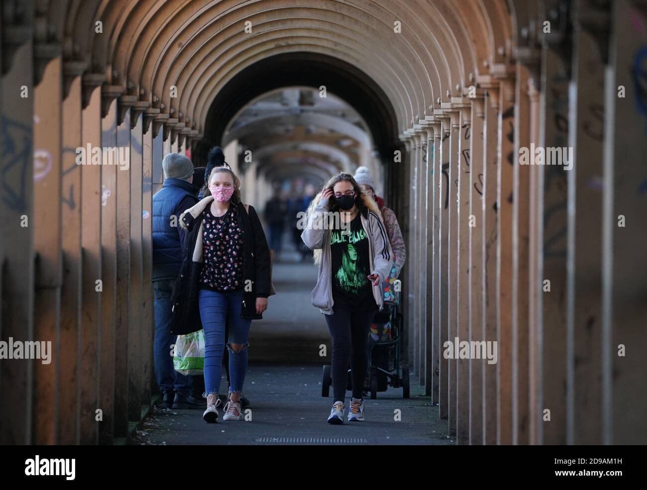 People make their way into Newcastle on the High Level Bridge Stock ...