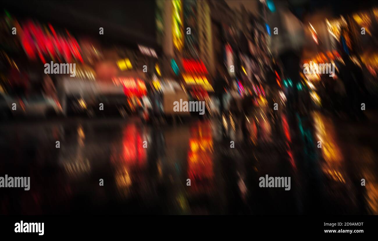 Abstract blurred urban background. Lights and shadows of New York City ...