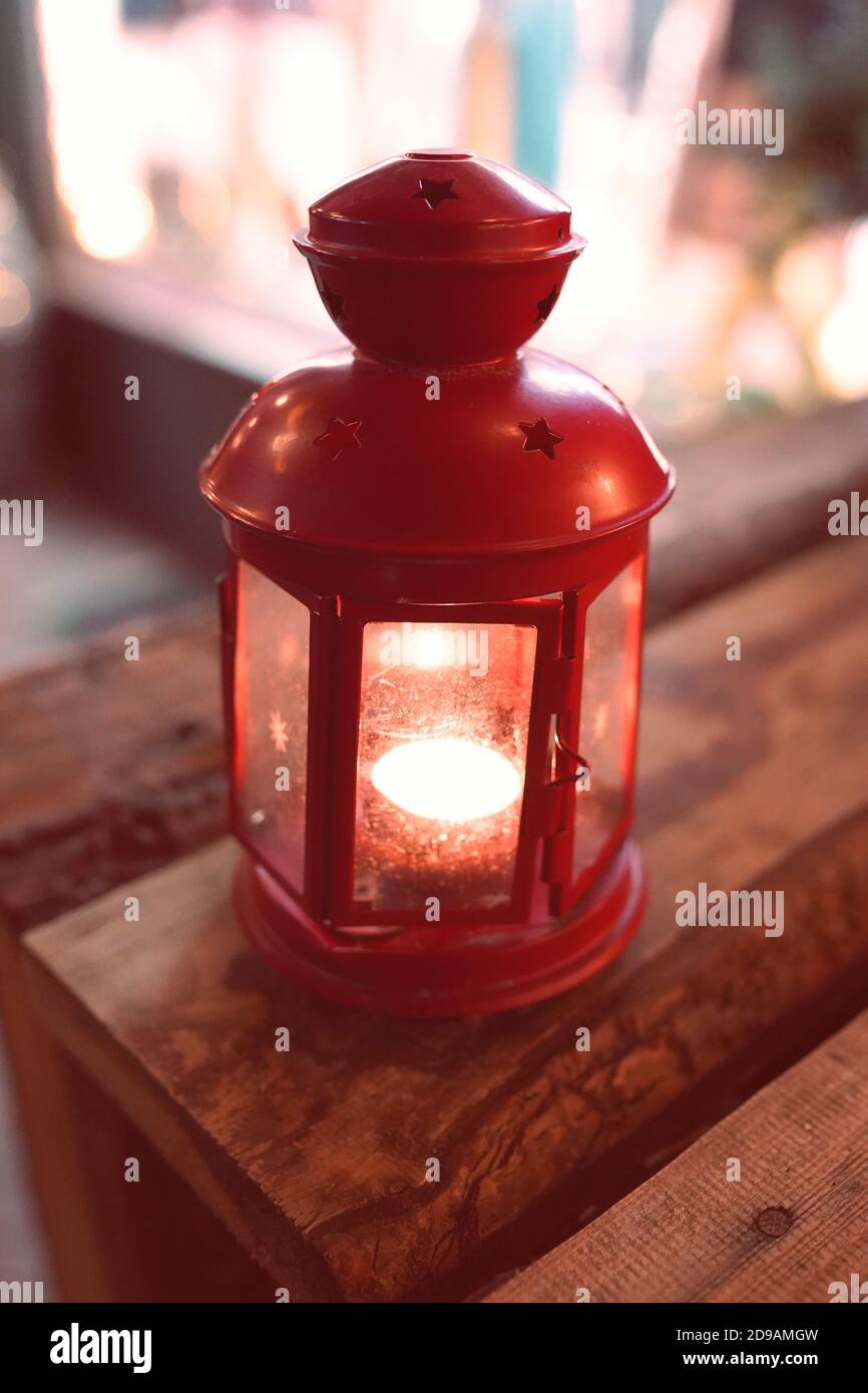 Red Christmas lantern Stock Photo - Alamy