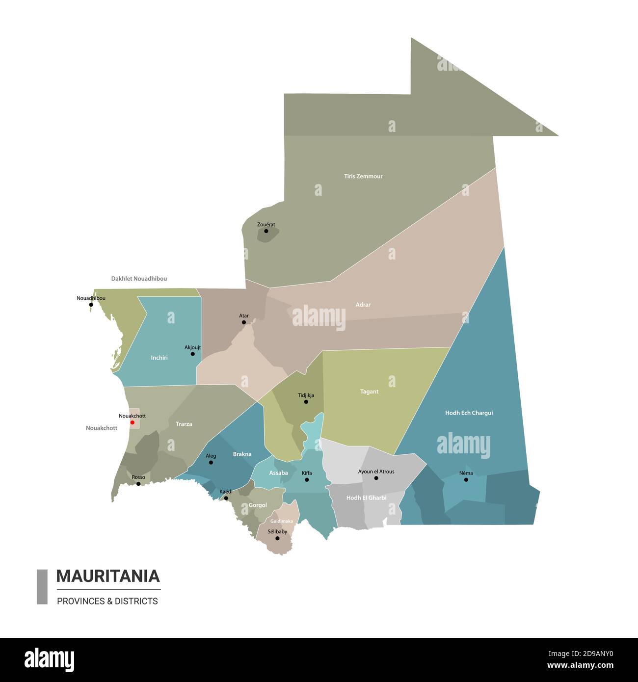 Mauritania Map With Colors Mauritania Country Map Hi Res Stock