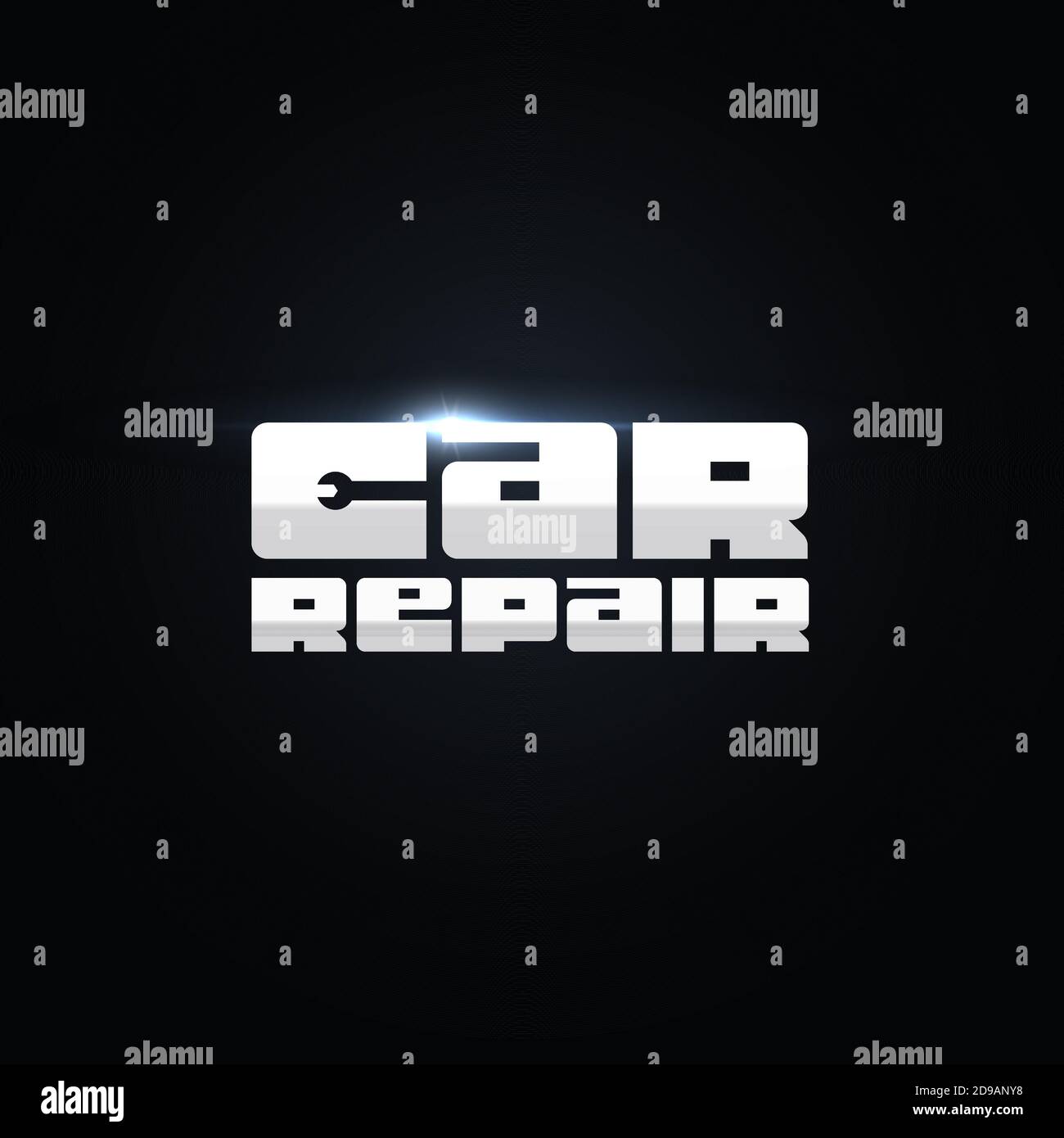 Car repair text with metal texture, isolated shop headline on black ...