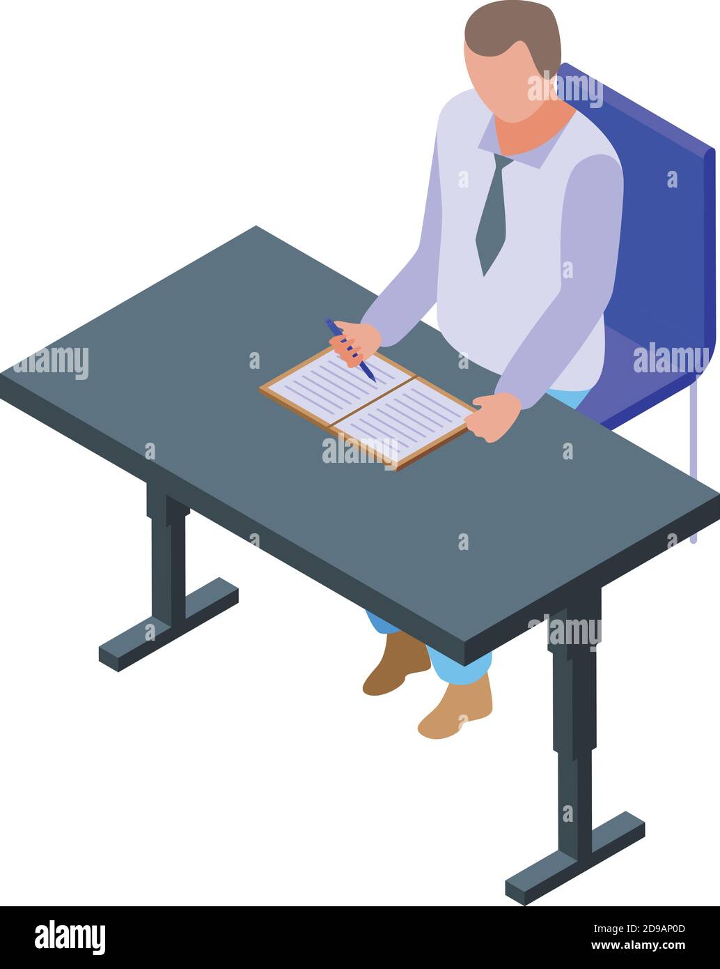 Desktop man writing icon. Isometric of desktop man writing vector icon ...