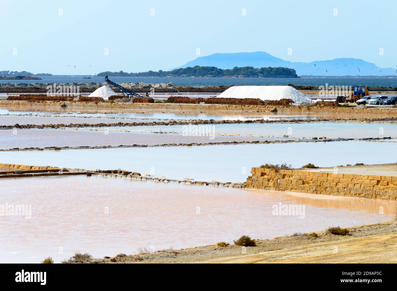 Landscape view of the salt Pans of Trapani in Sicily with colorful ...