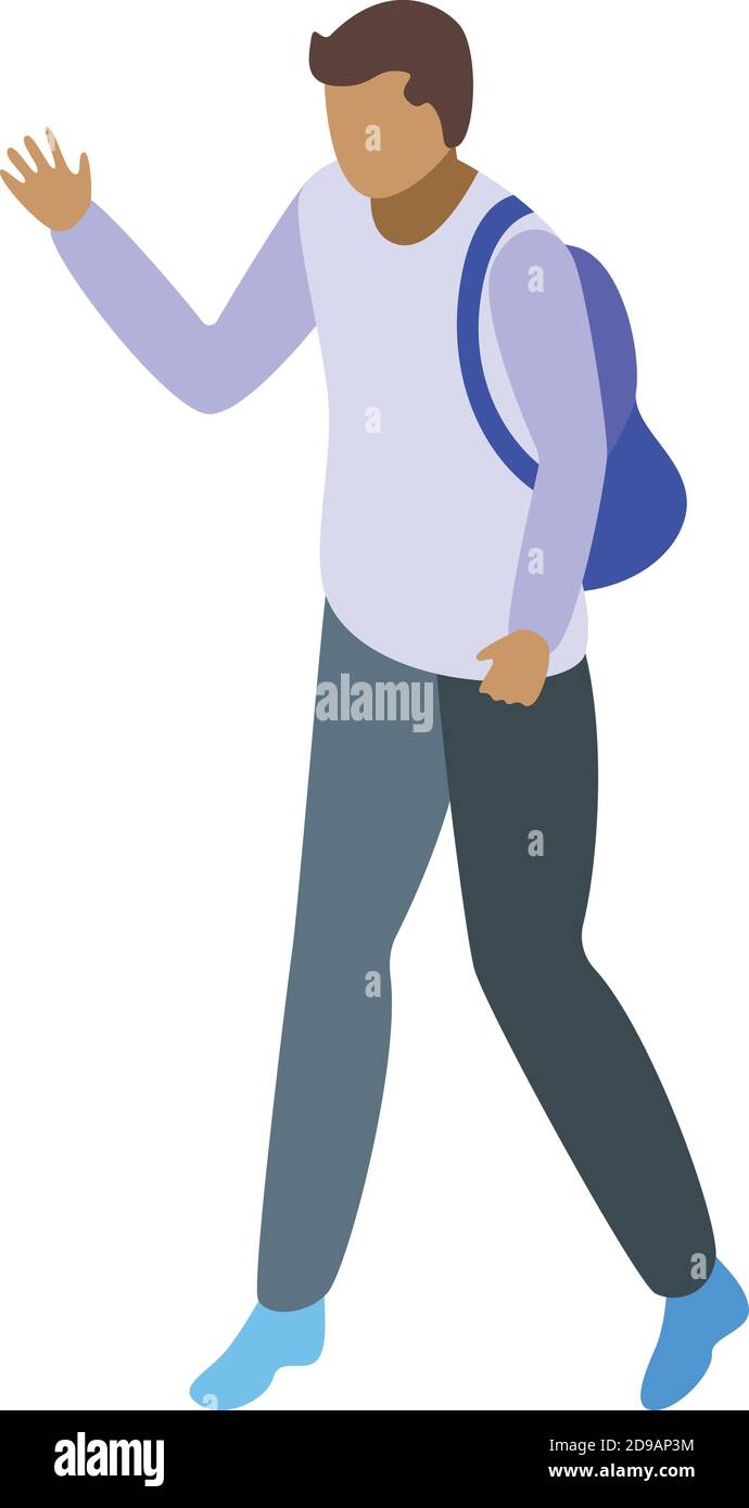 Young student backpack icon. Isometric of young student backpack vector ...