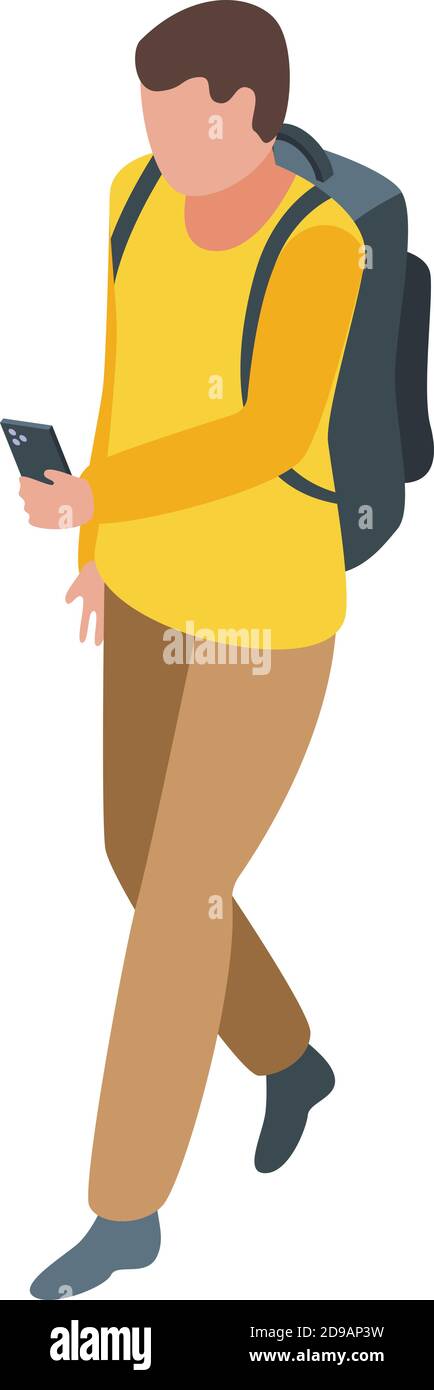 Student make phone call icon. Isometric of student make phone call ...