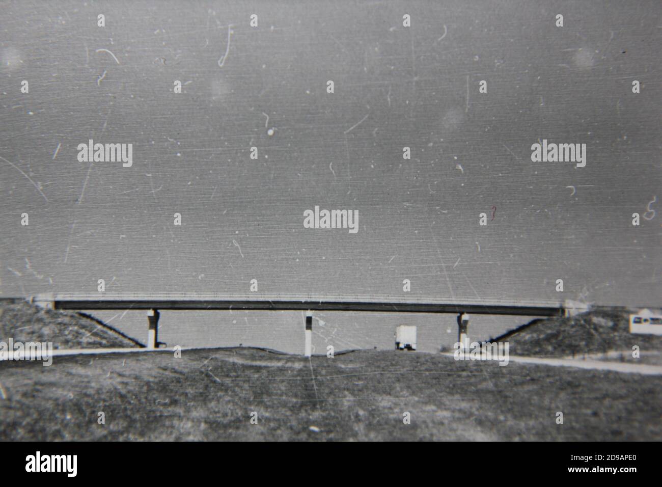 Fine 1970s vintage black and white photography of the overpass bridge ...