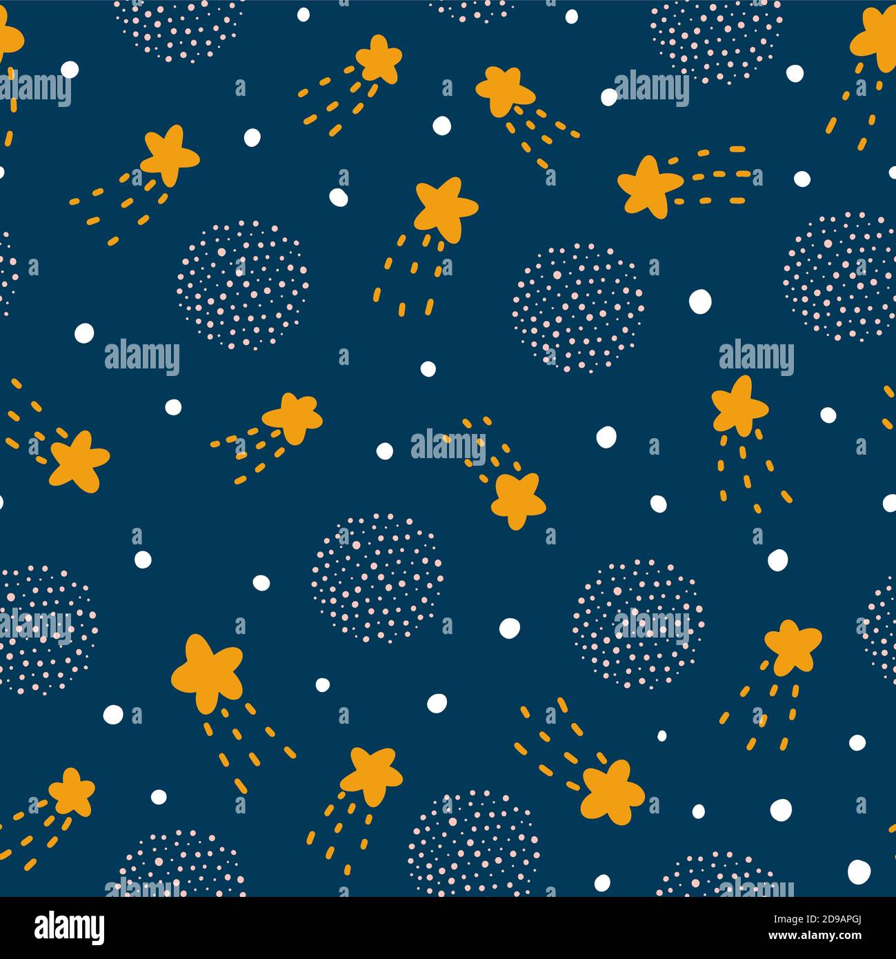 Starlight night seamless pattern in Scandinavian style vector ...