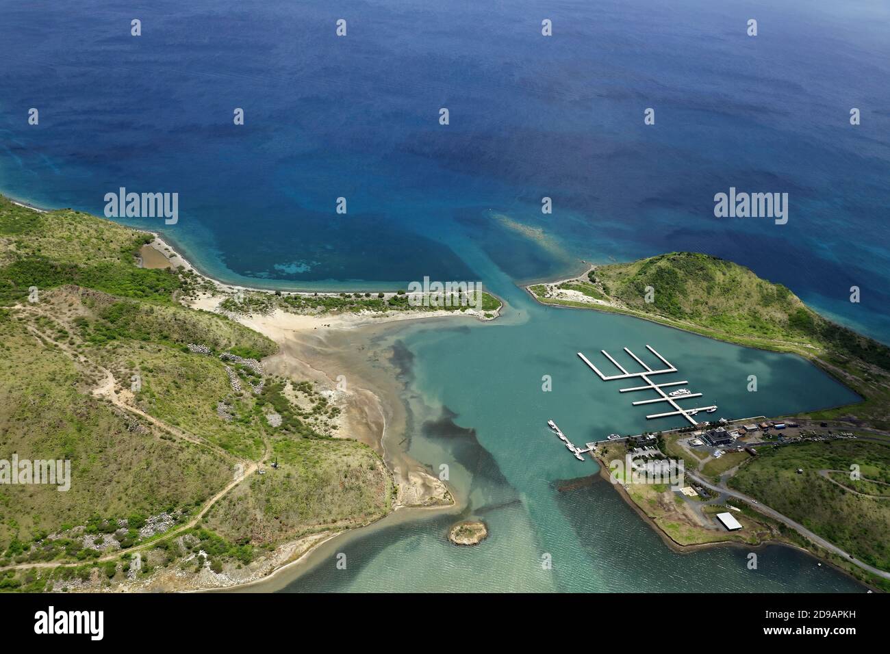The Caribbean, St. Kitts and Nevis: aerial view of St Christopher ...