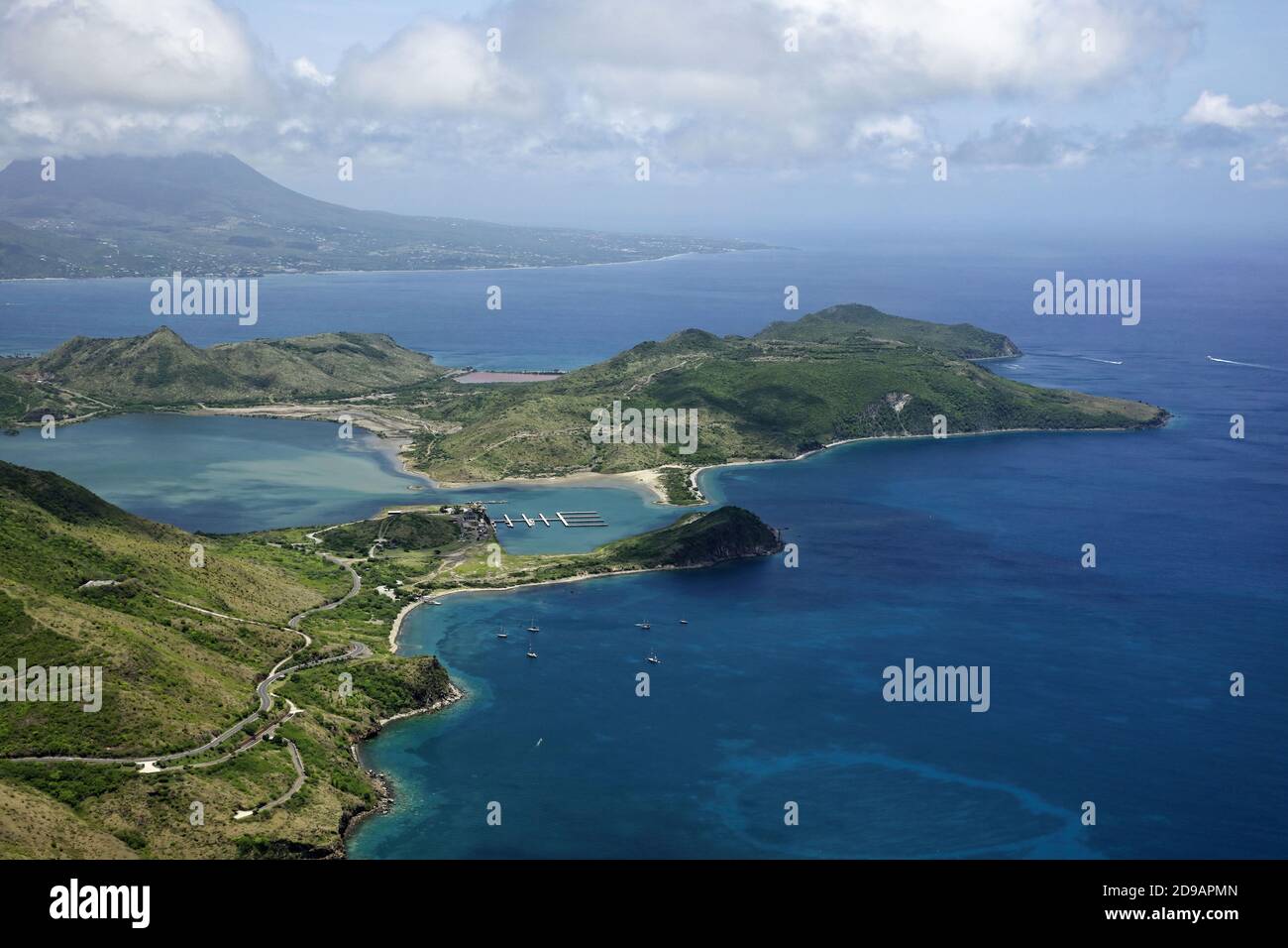 The Caribbean, St. Kitts and Nevis: aerial view of St Christopher ...