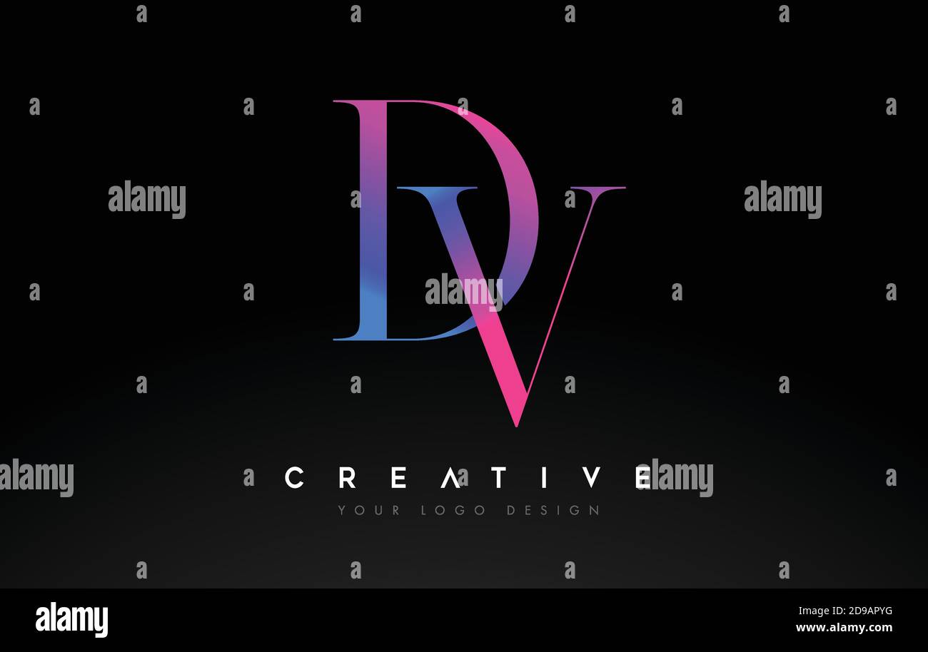 DV VD letter design logo logotype icon concept with serif font and ...