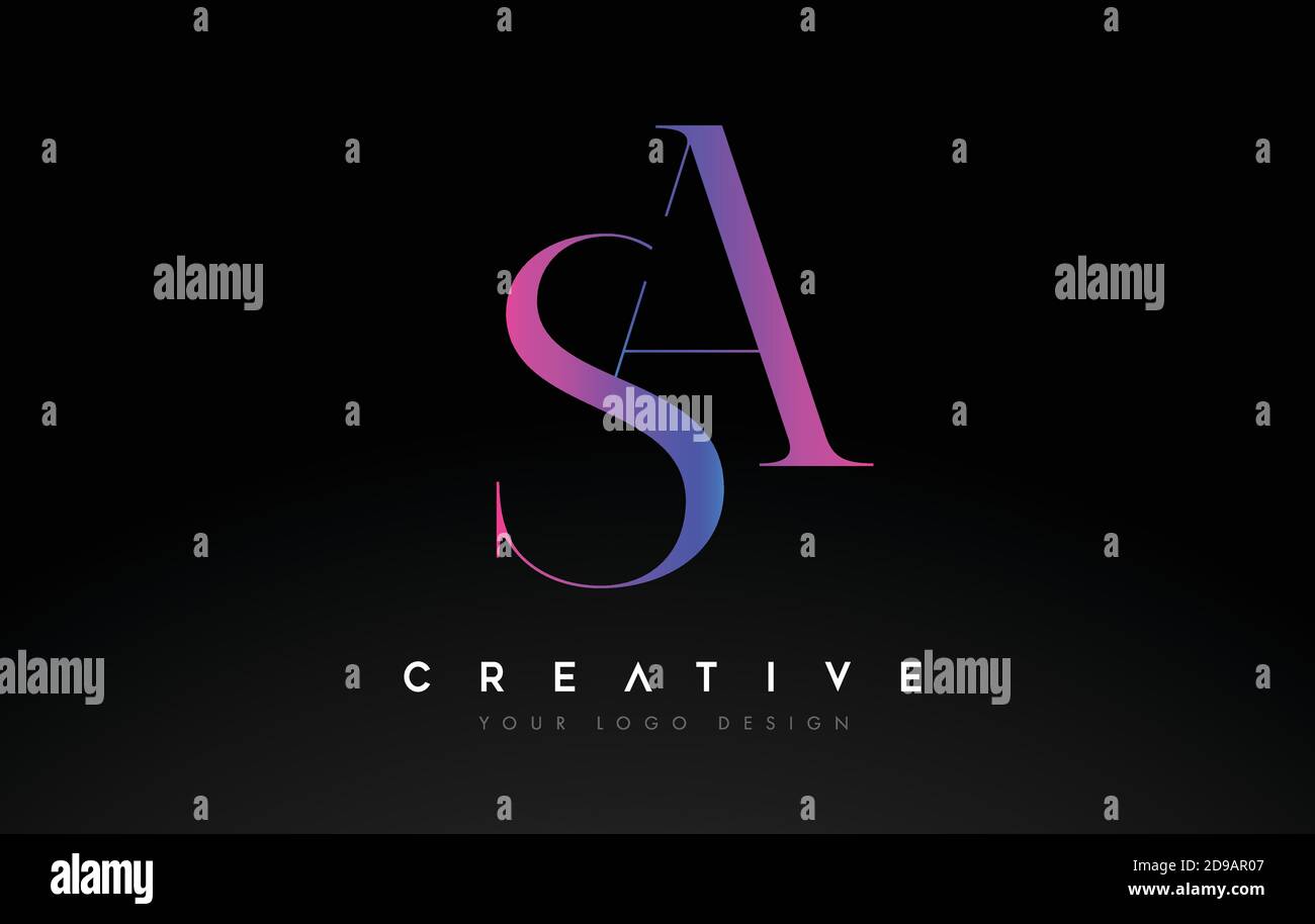 SA letter design logo logotype icon concept with serif font and classic ...