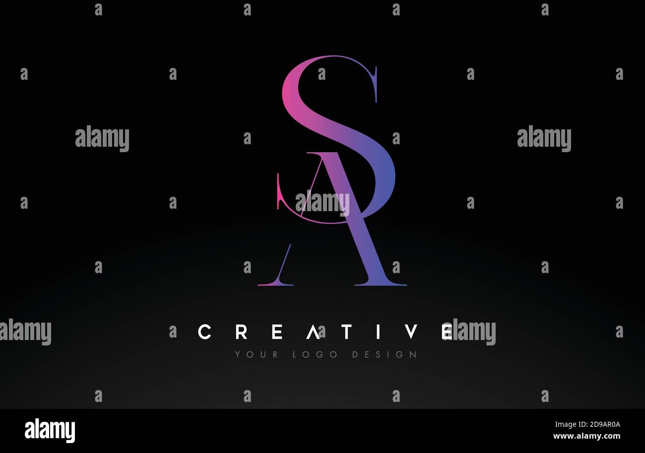 SA AS letter design logo logotype icon concept with serif font and ...
