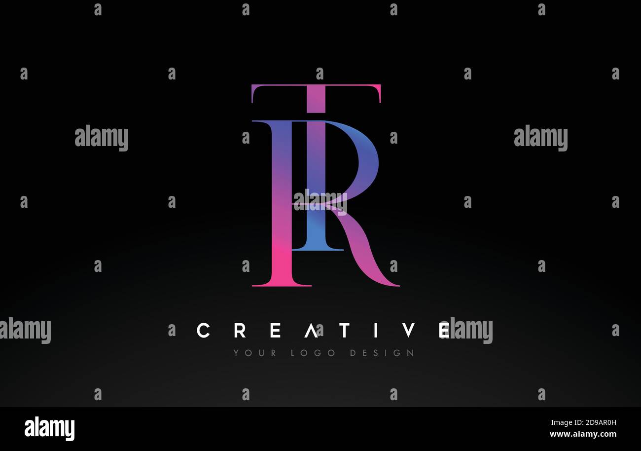 TR RT letter design logo logotype icon concept with serif font and ...