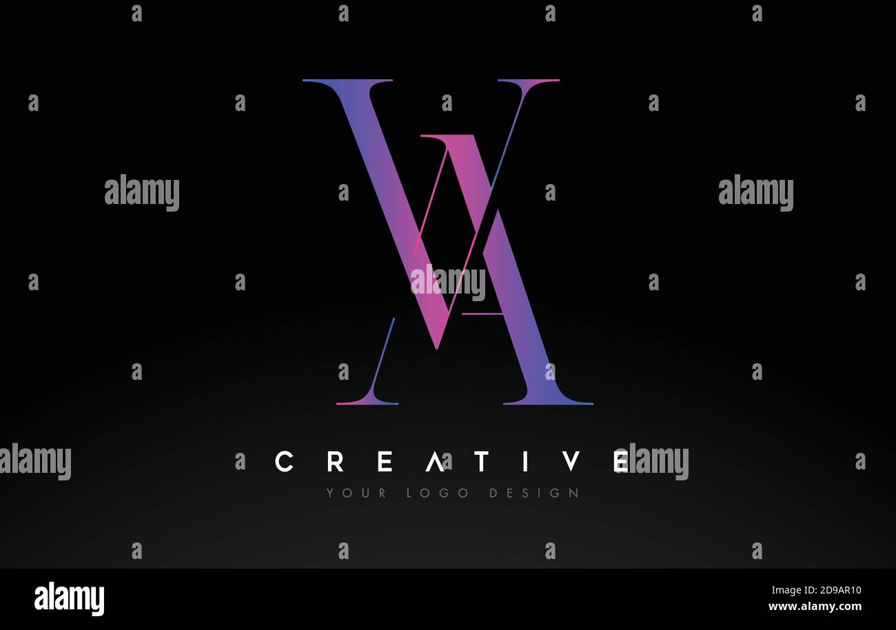 VA AV letter design logo logotype icon concept with serif font and ...