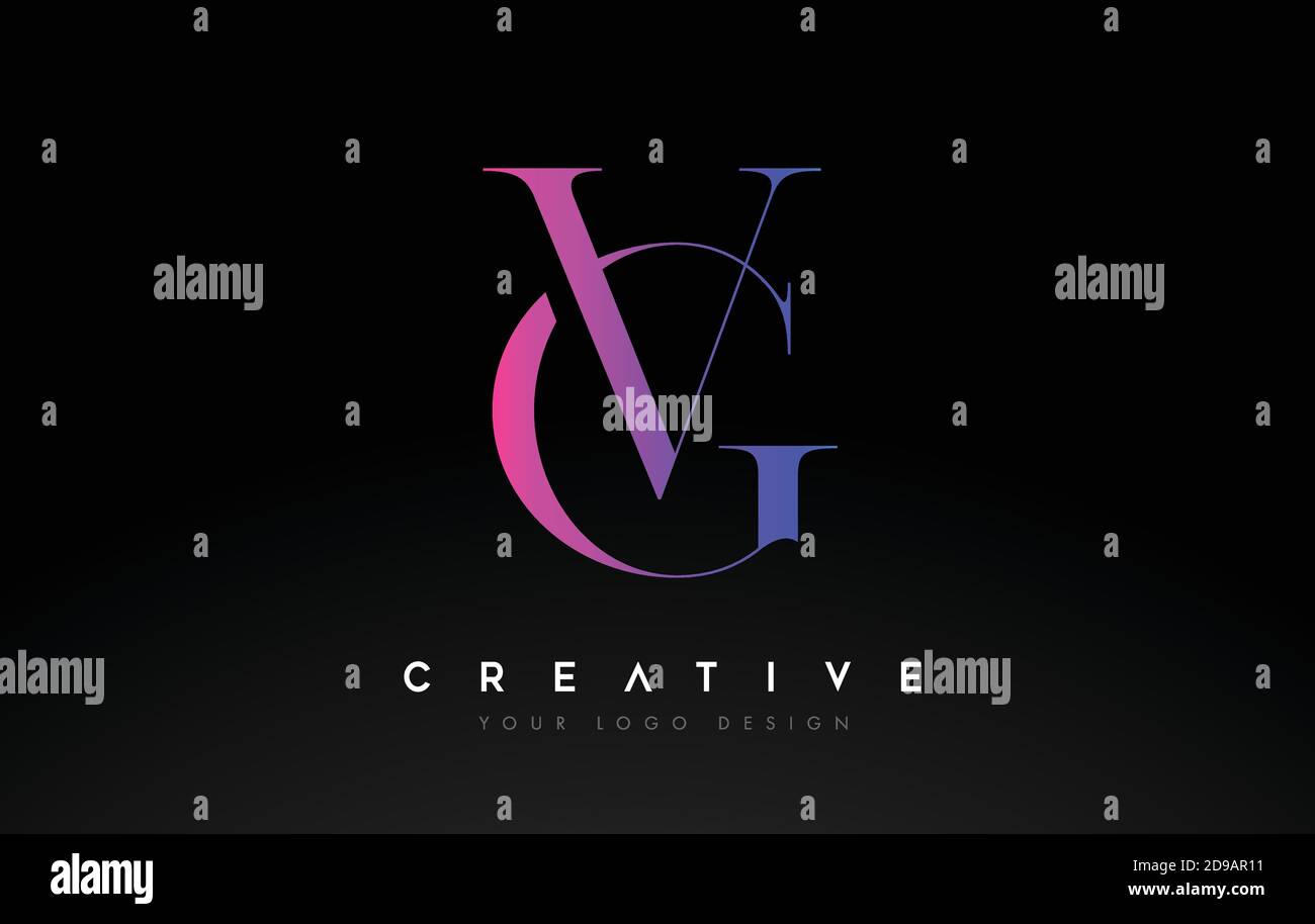 VG GV letter design logo logotype icon concept with serif font and ...