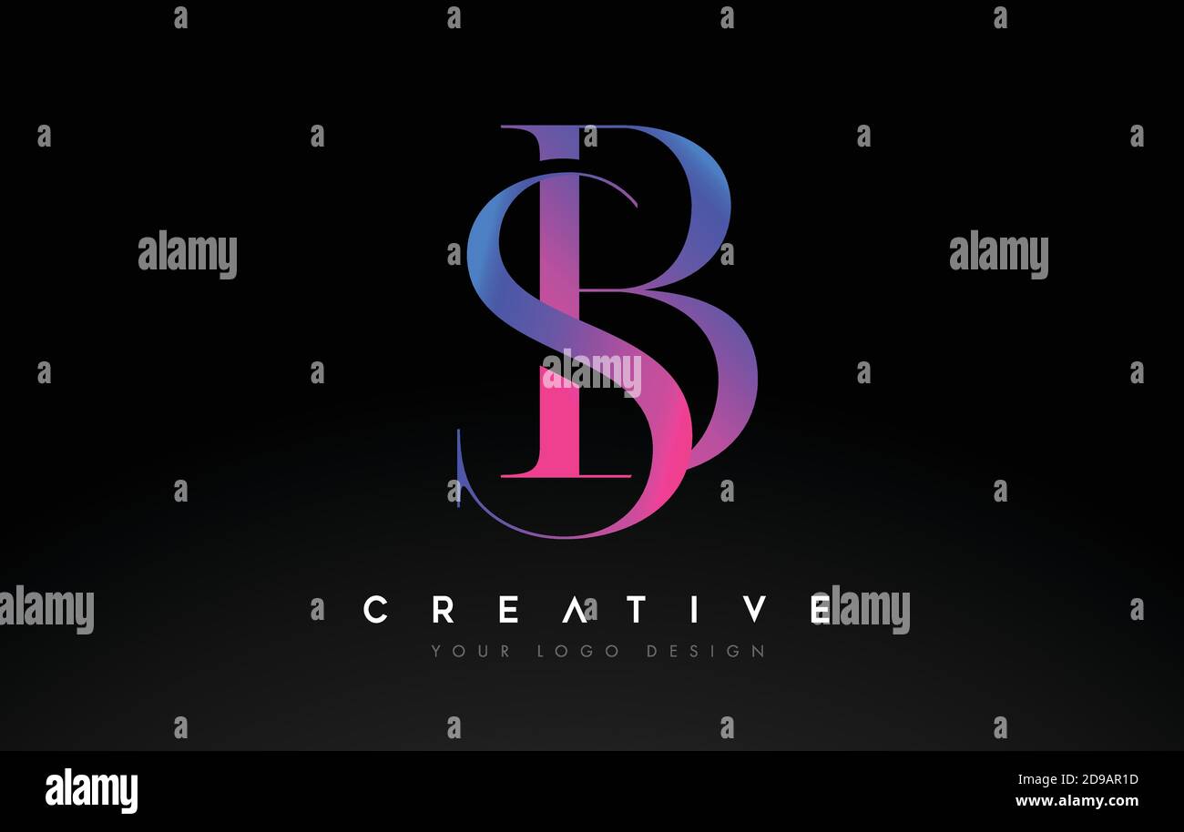 BS SB letter design logo logotype icon concept with serif font and ...