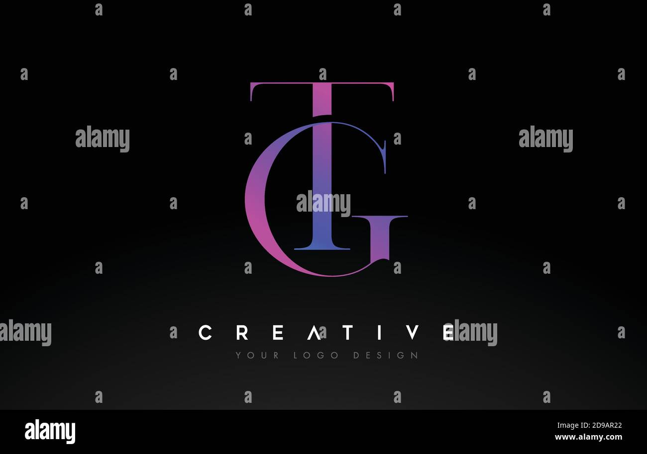 TG GT letter design logo logotype icon concept with serif font and ...