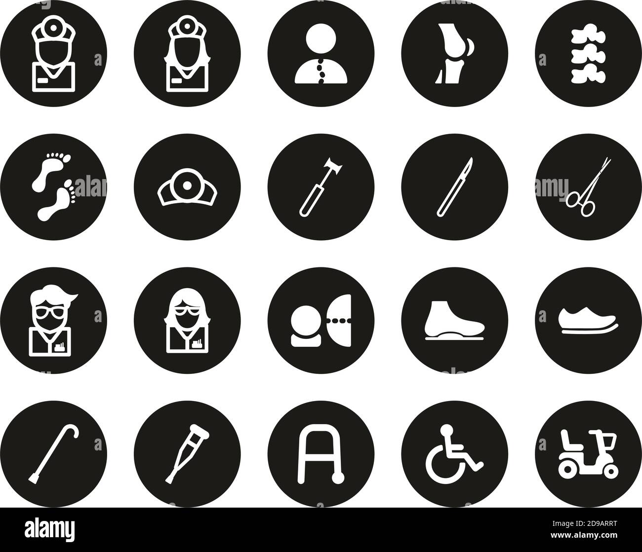 Orthopedic Exam & Orthopedic Equipment Icons White On Black Flat Design ...