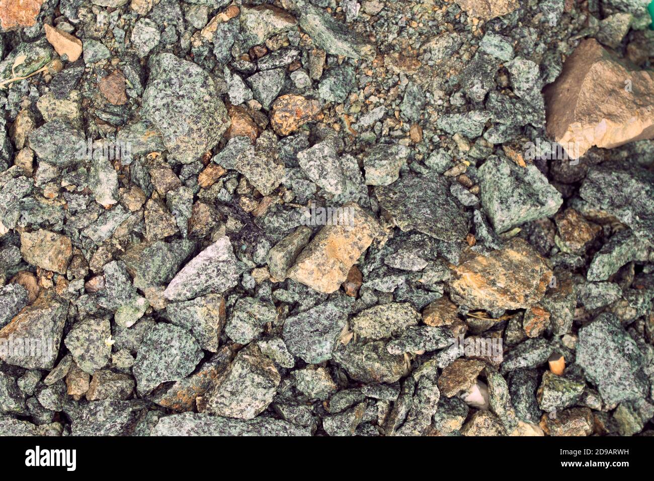 Abstract background of stones, rubble and gravel. Top view Stock Photo ...