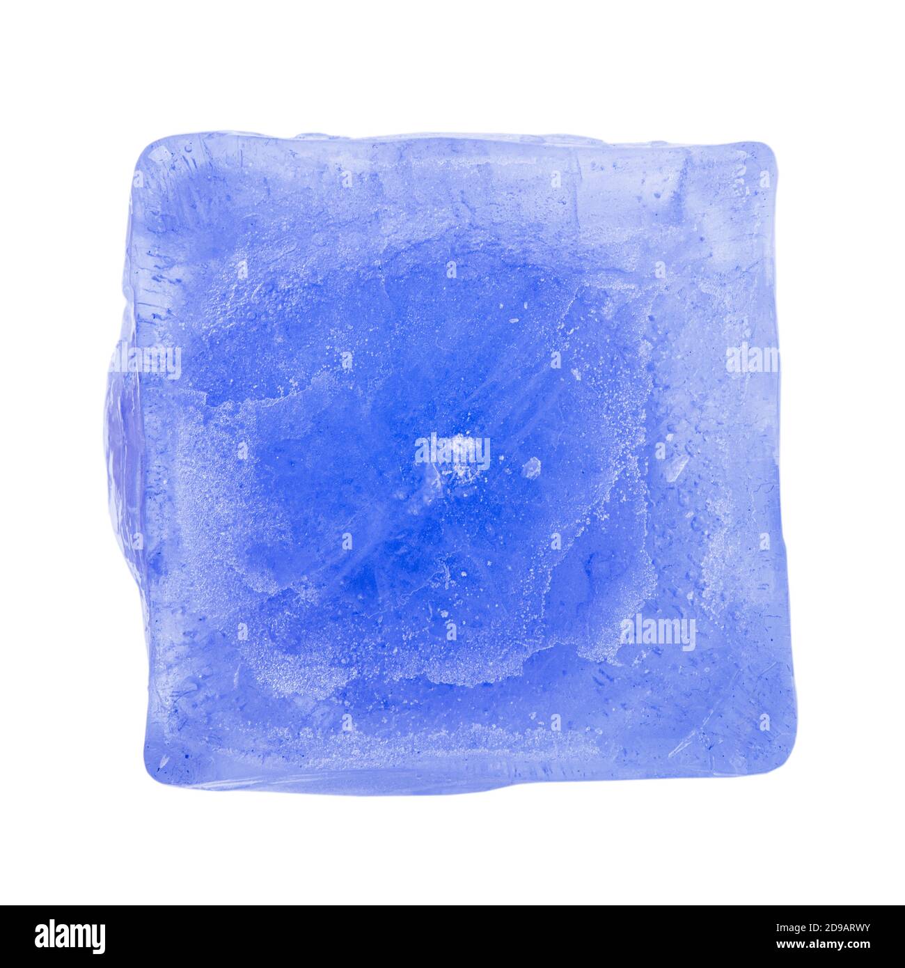 Blue ice cube block isolated over white background Stock Photo - Alamy