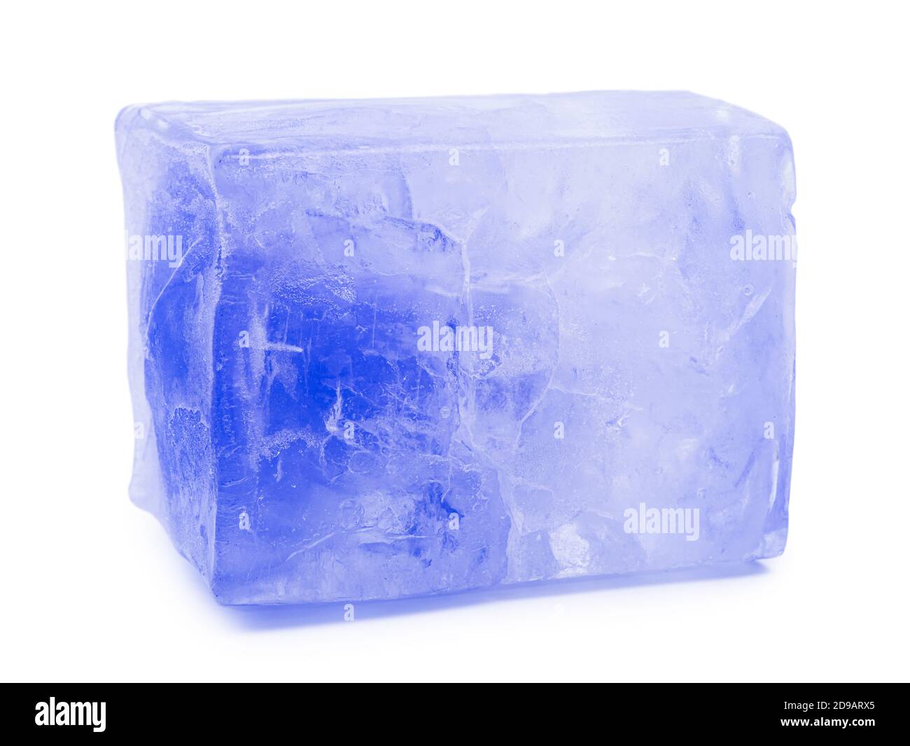 Blue ice cube block isolated over white background Stock Photo - Alamy