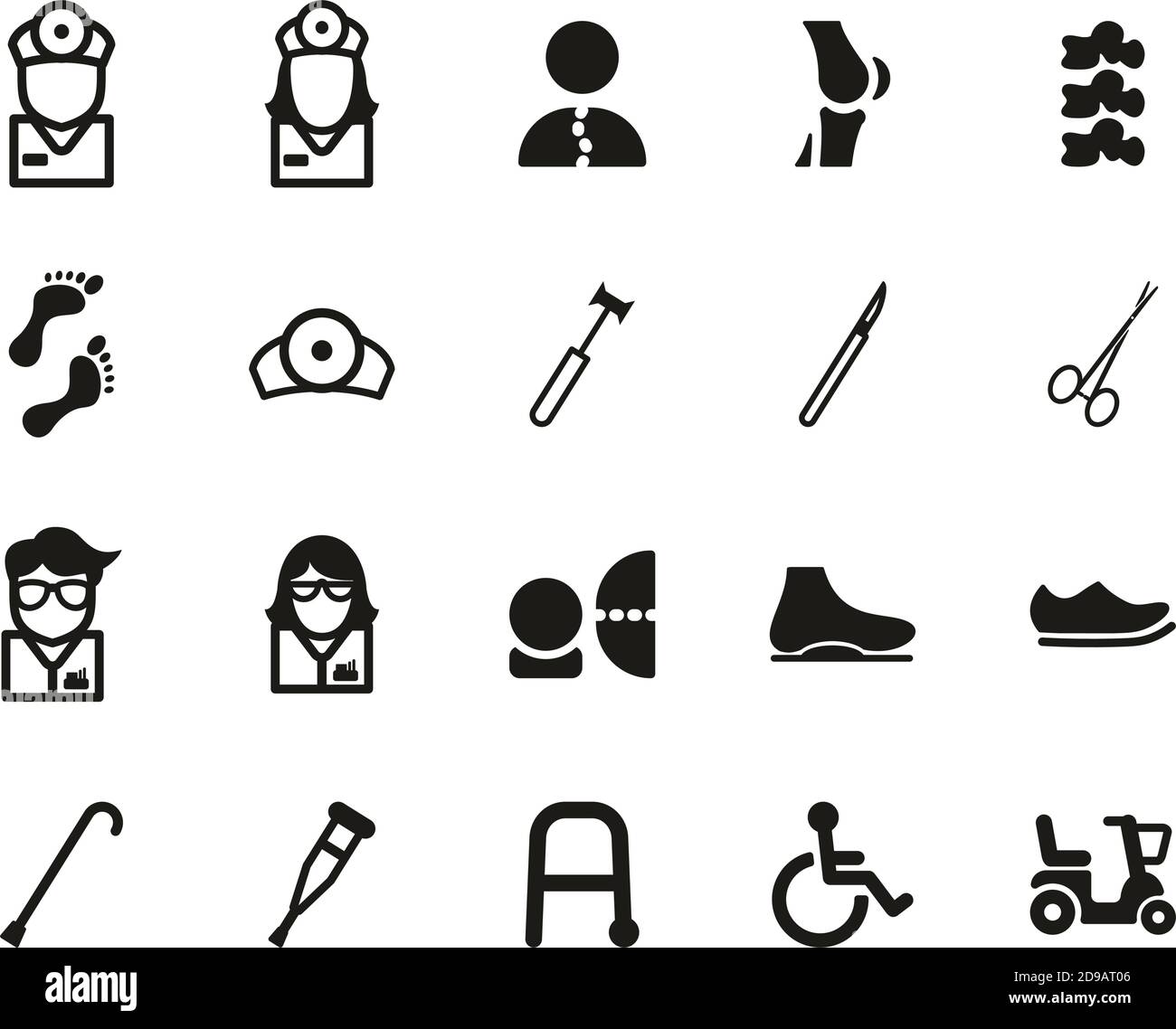 Orthopedic Exam & Orthopedic Equipment Icons Black & White Set Big ...