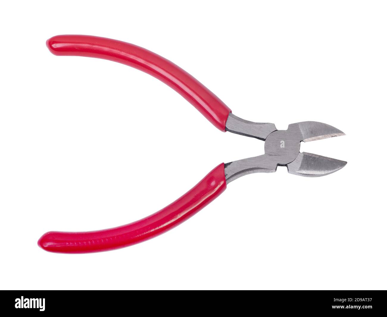 New wire cutters with red rubber handles isolated on white background ...