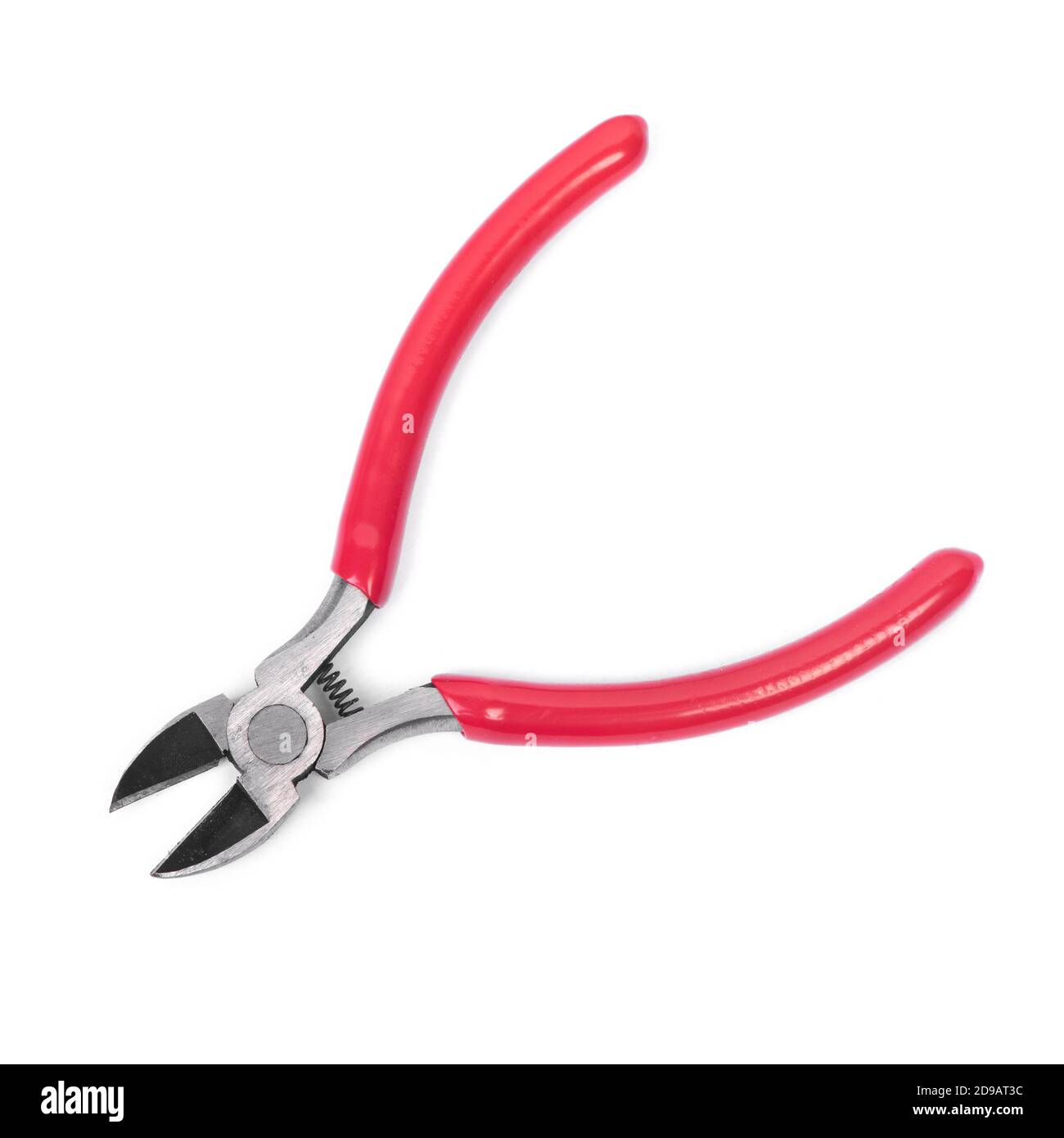 New wire cutters with red rubber handles isolated on white background ...