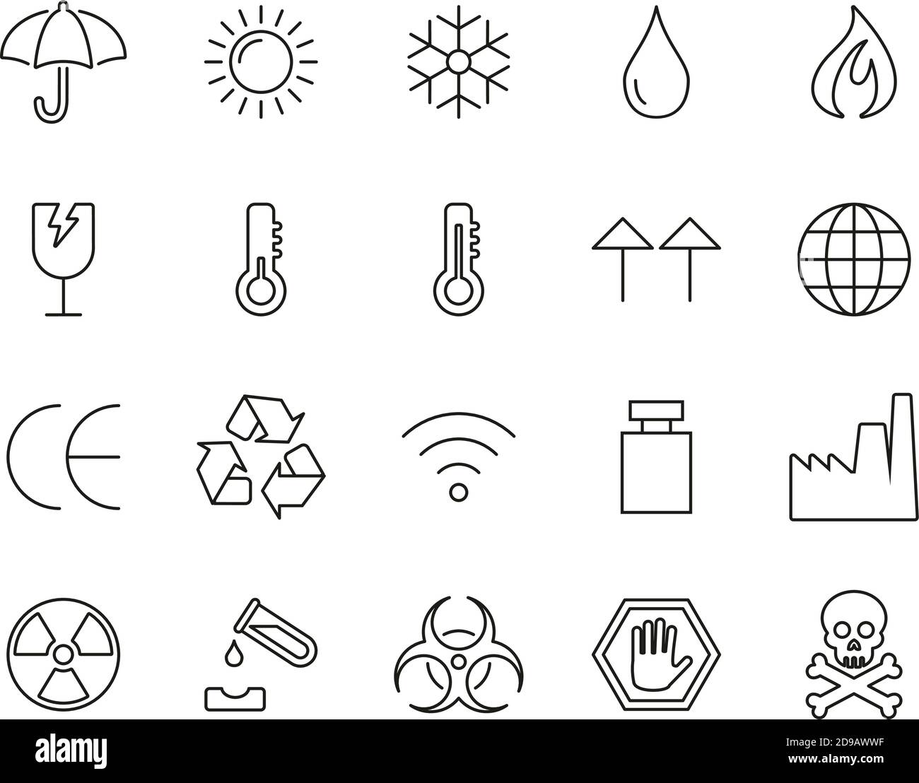 Package Symbols & Cargo Symbols Icons Black & White Thin Line Set Big ...