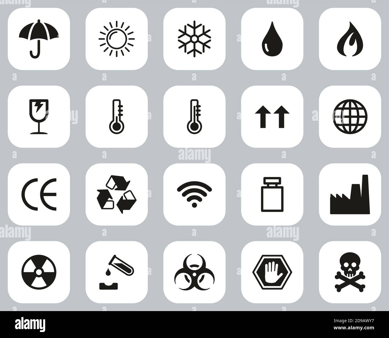 Package Symbols & Cargo Symbols Icons Black & White Flat Design Set Big ...