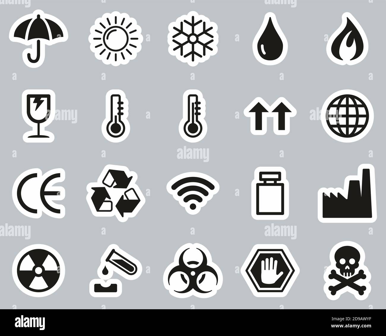 Package Symbols & Cargo Symbols Icons Black & White Sticker Set Big ...
