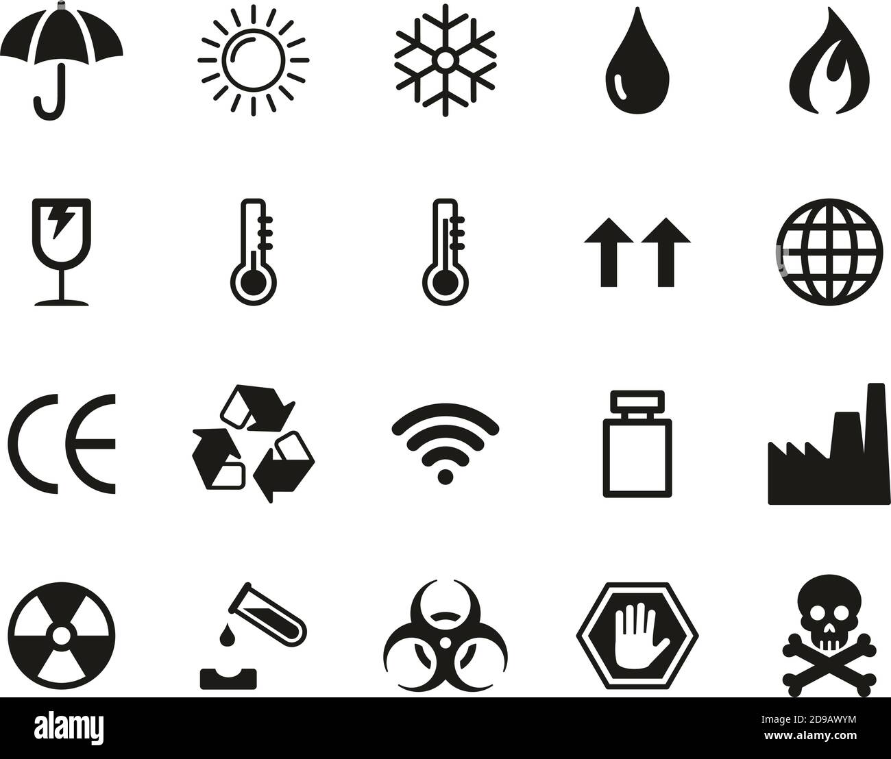 Package Symbols & Cargo Symbols Icons Black & White Set Big Stock ...