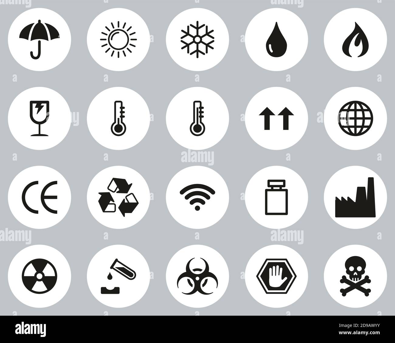 Package Symbols & Cargo Symbols Icons Black & White Flat Design Circle ...
